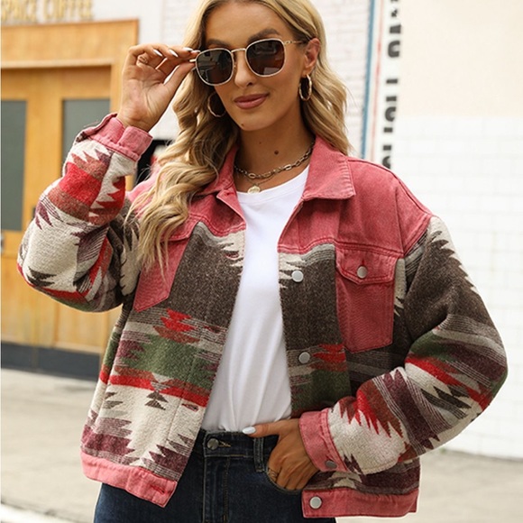 Jackets & Coats | Printed Dropped Shoulder Long Sleeve Denim Jacket ...